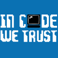 T-shirt in code we trust et ordinateur, design développeur.